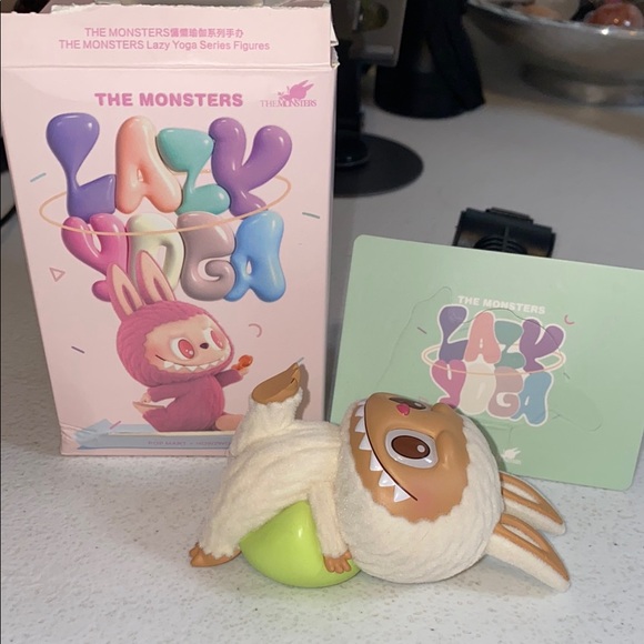 Toys | Labubu Lazy Yoga Series Figure Cream And Green Hes A Fuzzy Felt ...